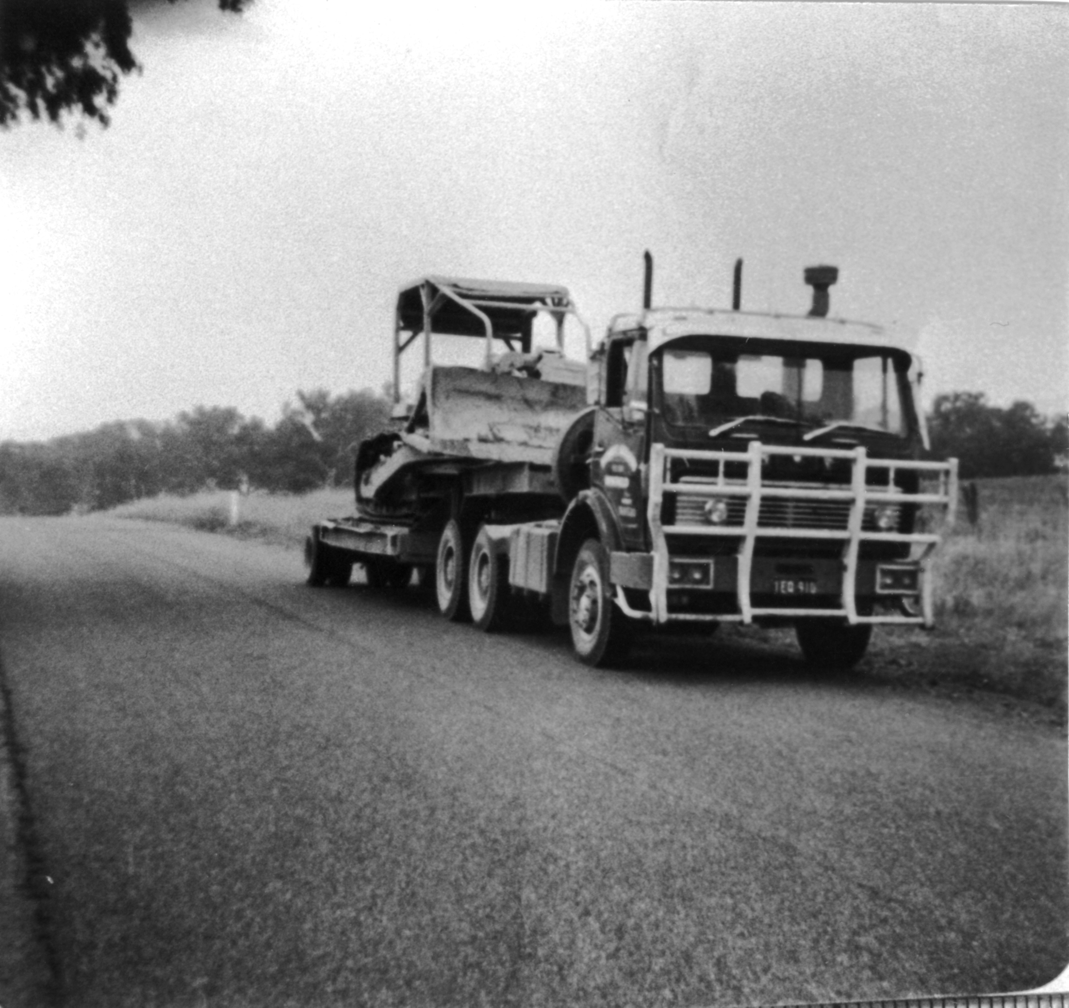 Transporting bulldozer for Burwood Timber Mills. - High Country History Hub
