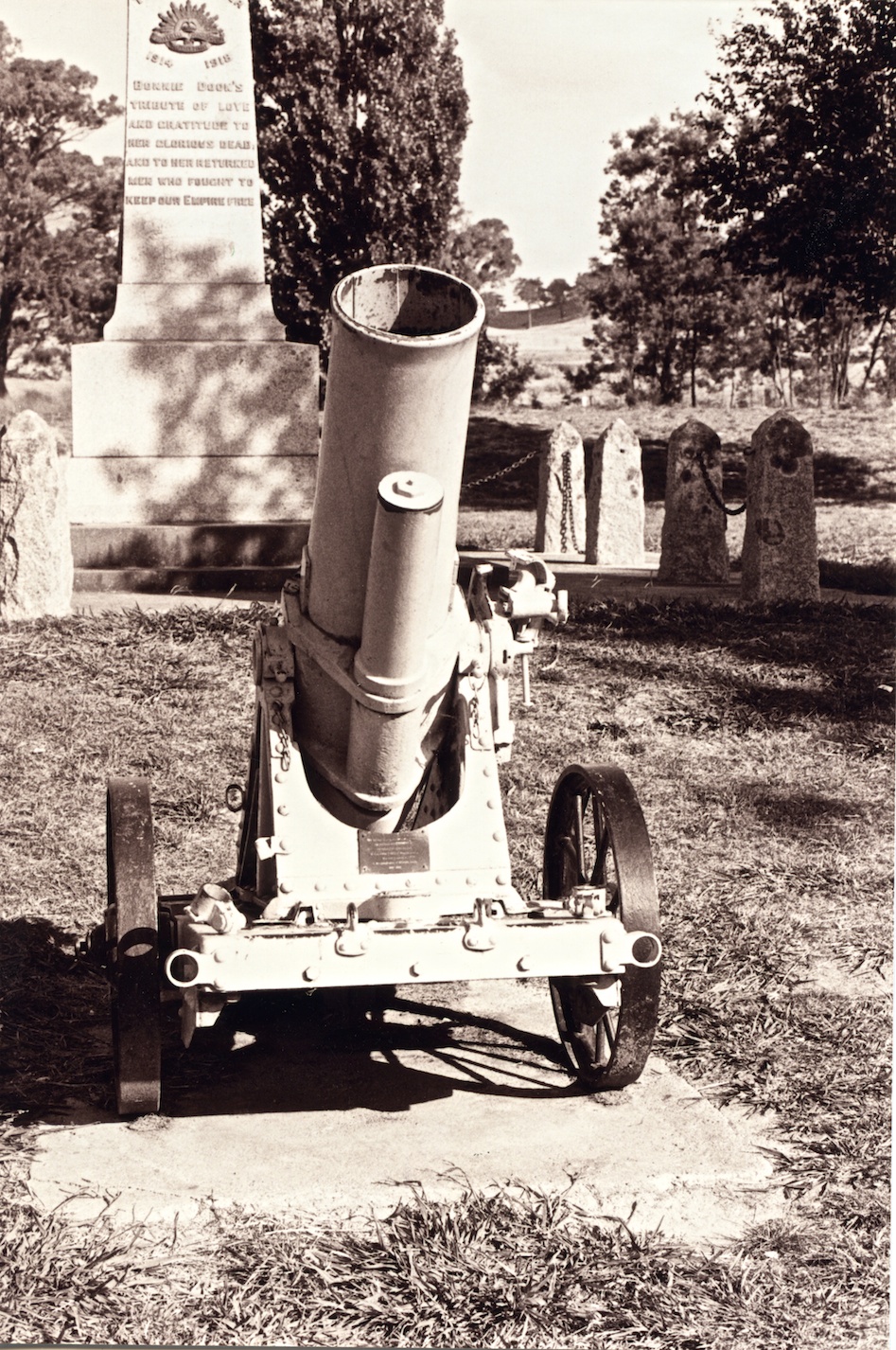 German Trench Mortar at the Bonnie Doon War Memorial in the old Bonnie ...