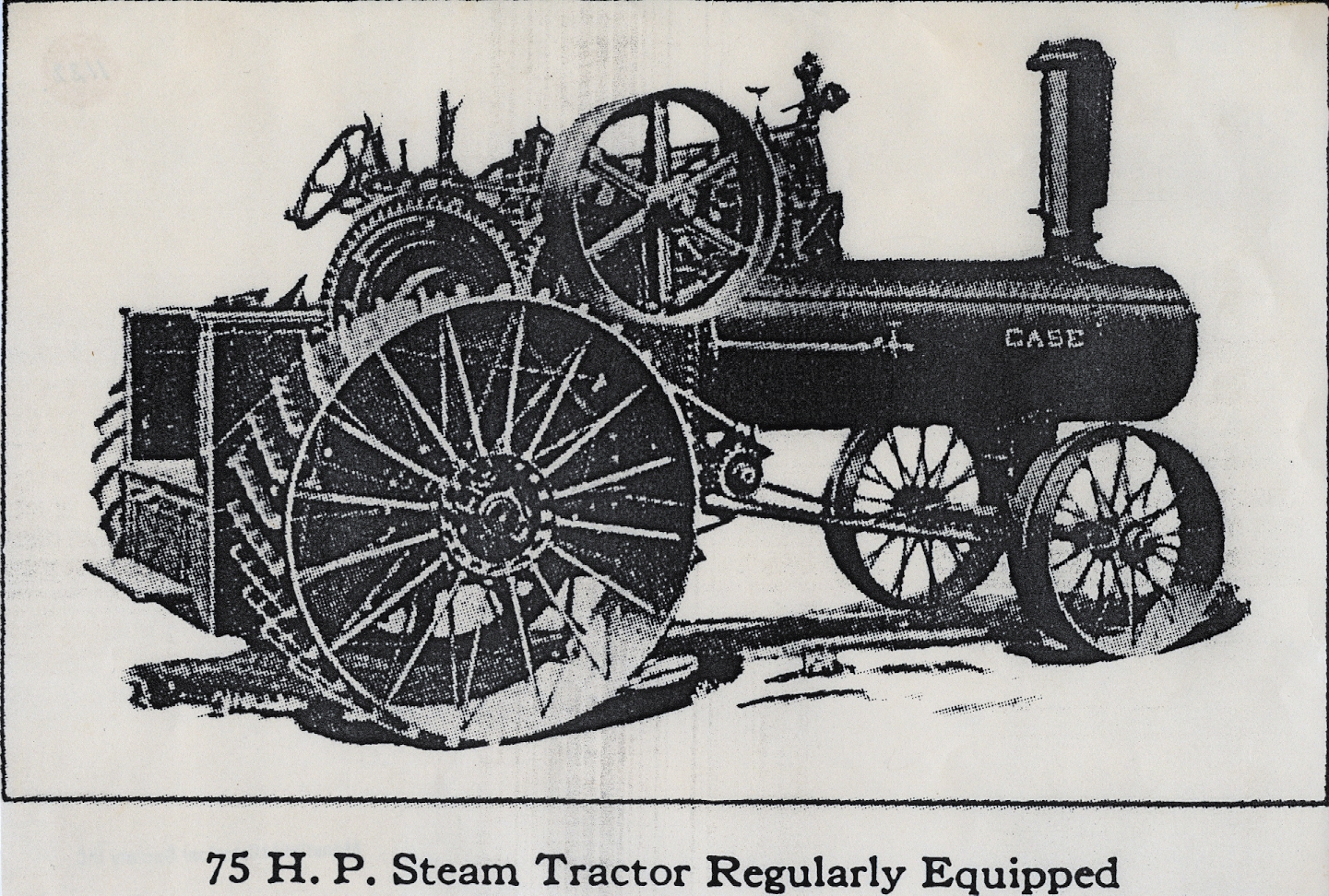 Drawing of a Case 75 H.P. Stream Tractor Regularly Equipped - High ...