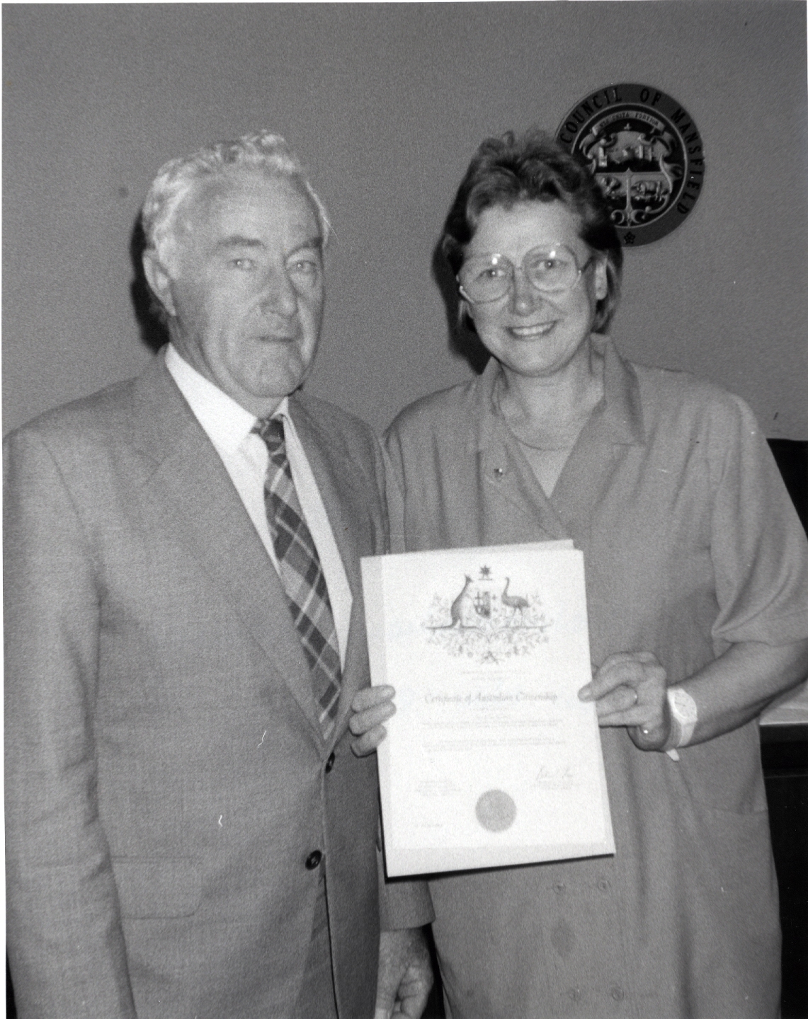 Naturalisation Ceremony - Councillor Harry Nix welcomes Sandra Elliott ...