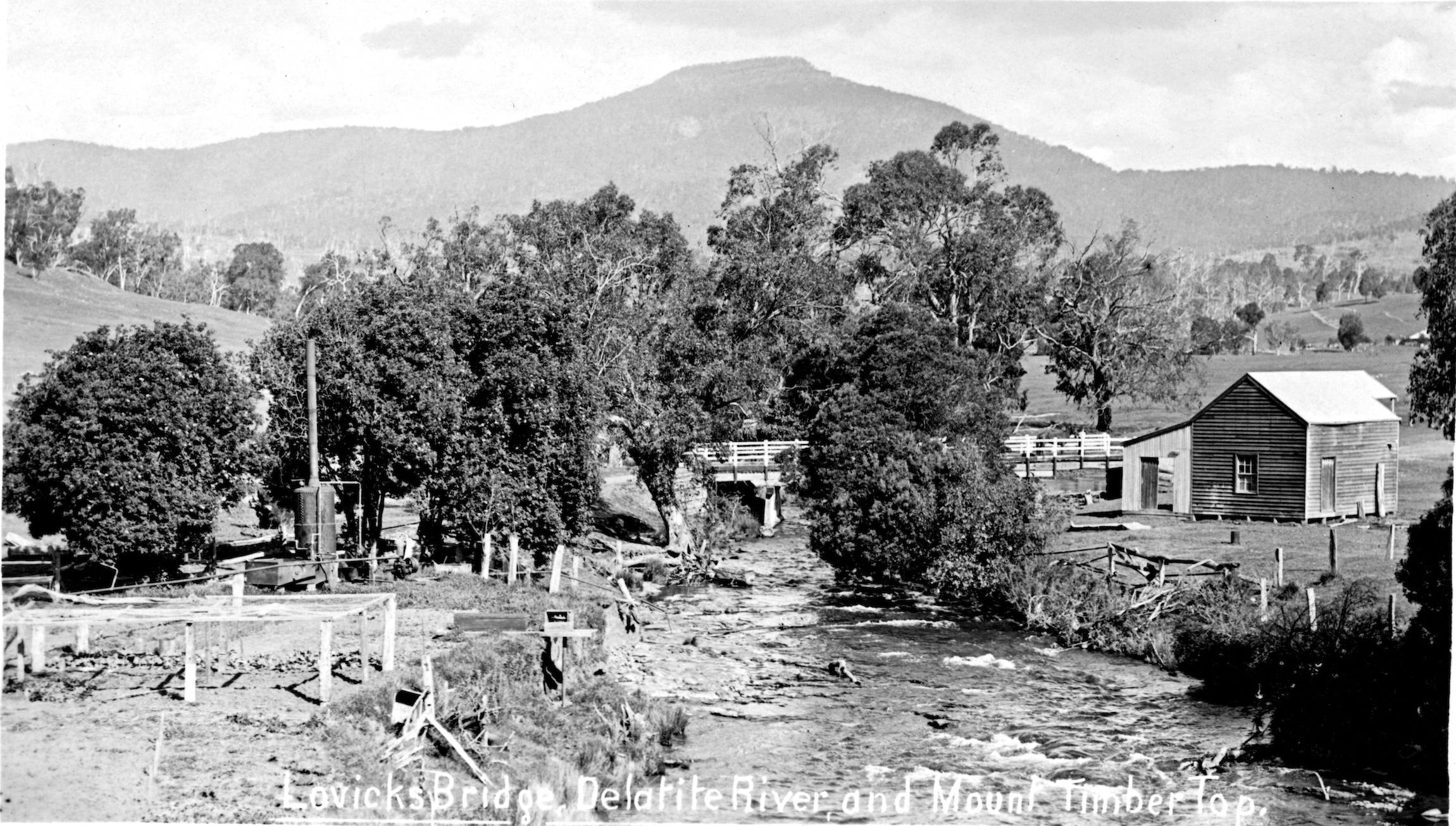 Postcard from Laura. Lovicks Bridge, Delatite River and Mount Timbertop ...