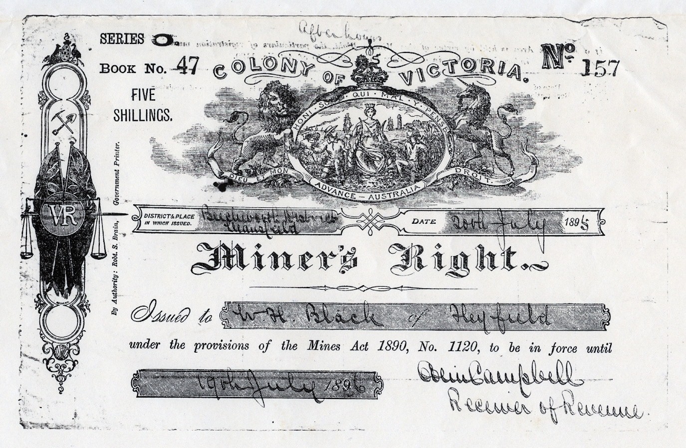 Miner's Right - Certificate - High Country History Hub