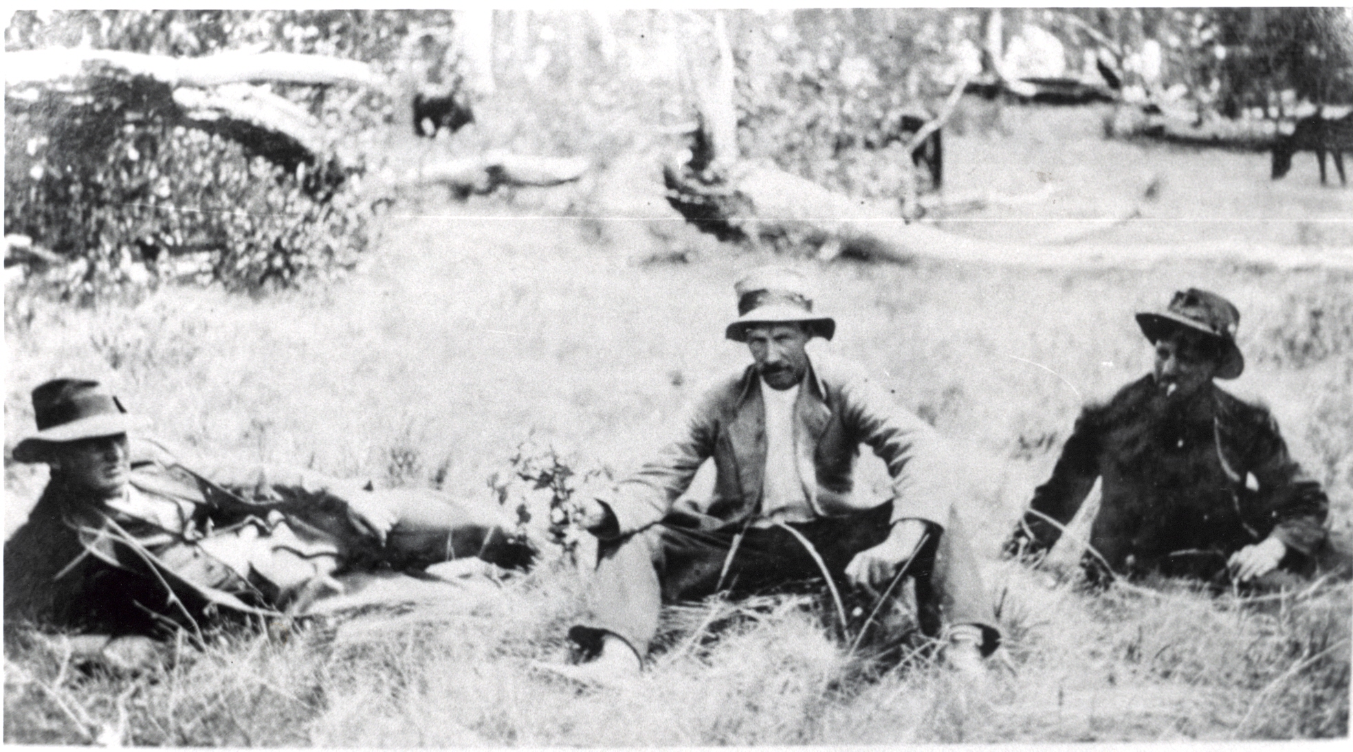 Jack McLeod, Jim Bullock and Harry Bullock at Lovick's Hut on Cobbler ...