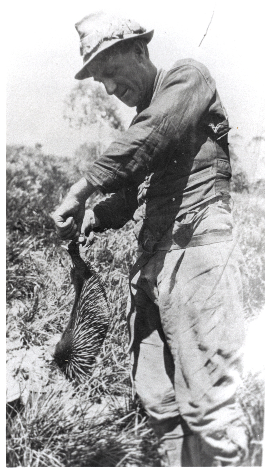 Bert Royal with an echidna - High Country History Hub