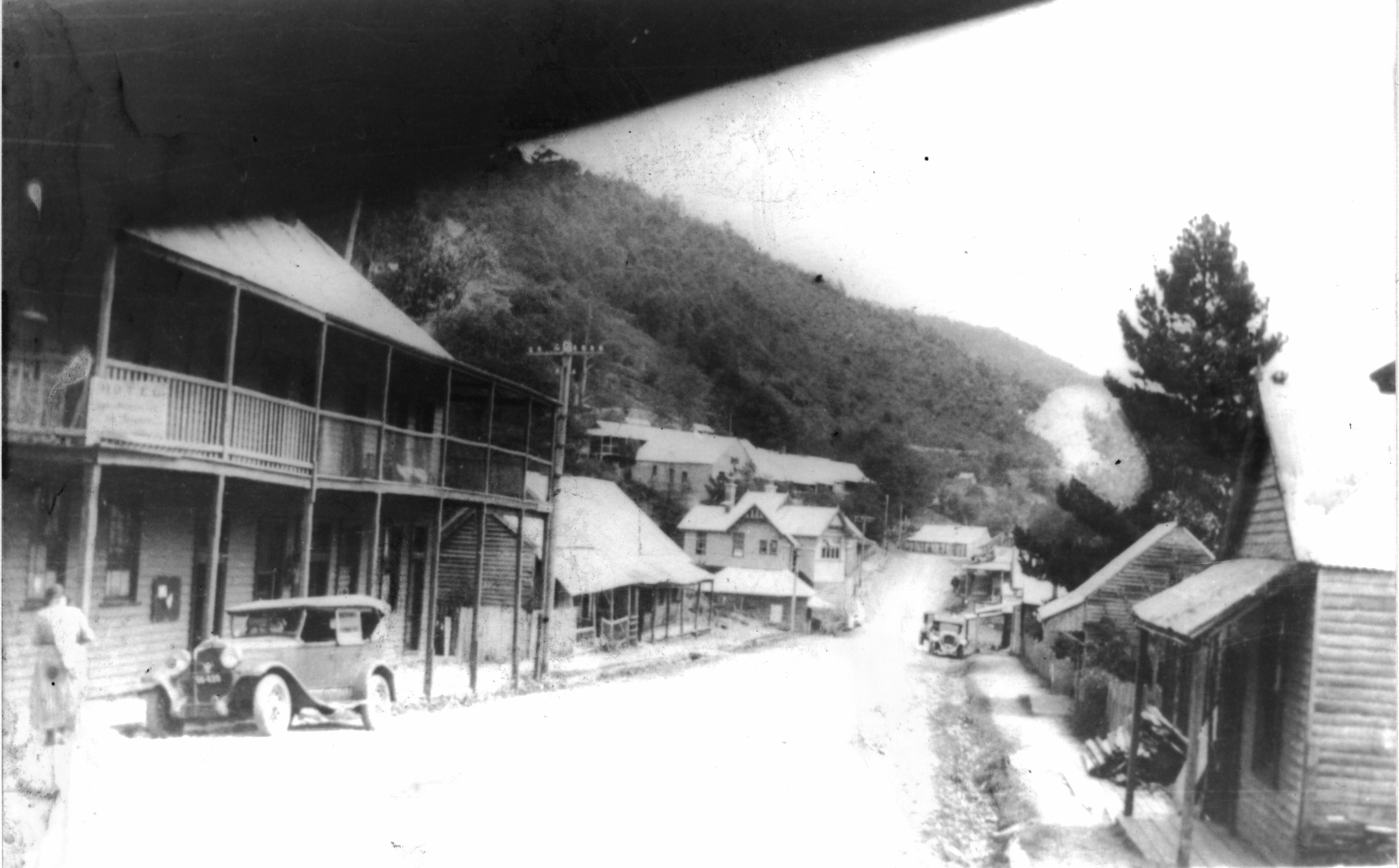 Commercial Hotel - Woods Point 1934. W. Rae's car in front of hotel ...