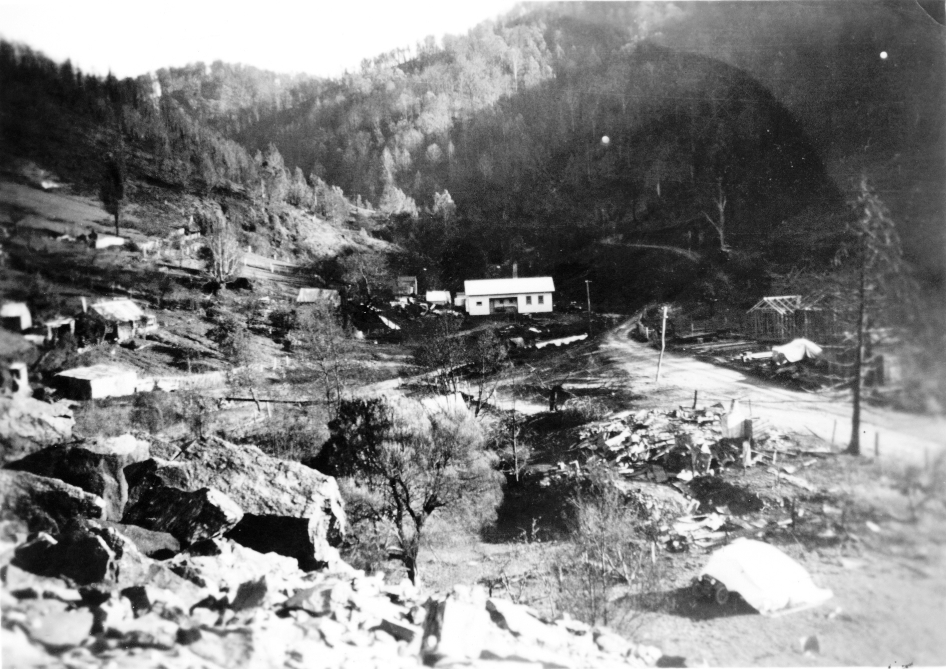 Woods Point looking north after the 1939 fires. - High Country History Hub