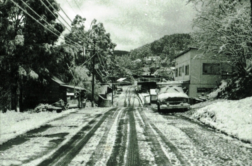 Woods Point - general store - snow scene - High Country History Hub