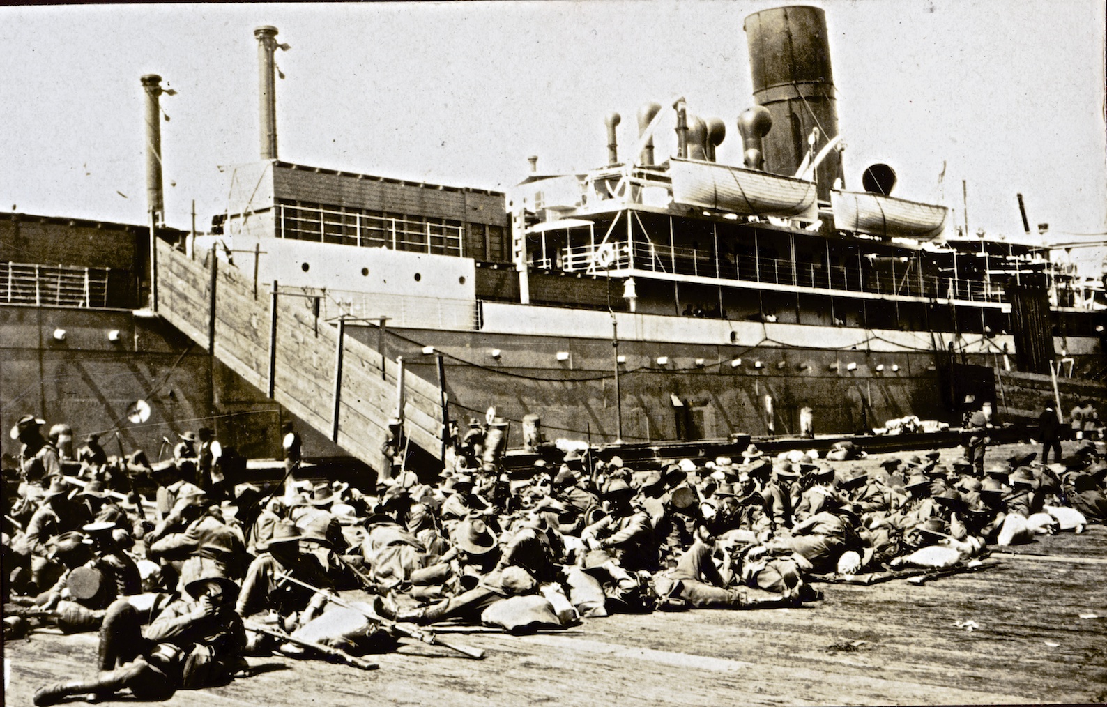 World War 1 (WW1) - Ready to embark at Port Melbourne. B. Squadron ...