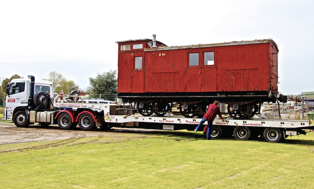 Mount Buller Towing delivering an1889 Guard's van from the Seymour Rail ...