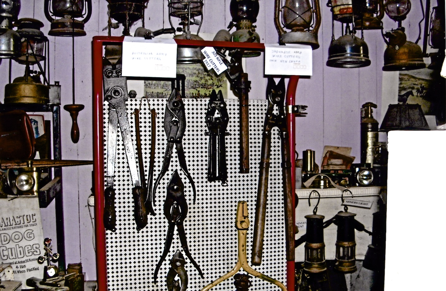 Ken Pollard Collection. Lanterns, wire cutters and Miners light. - High ...